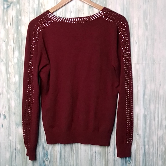 Vila Milano | Sweaters | Vila Milano Studded V Neck Sweater Burgundy ...